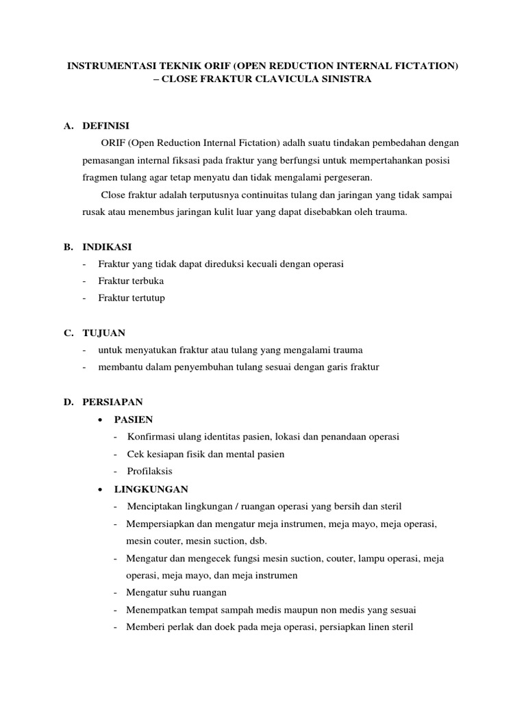 Panduan ORIF untuk Fraktur Clavicula | PDF | Griya & Taman