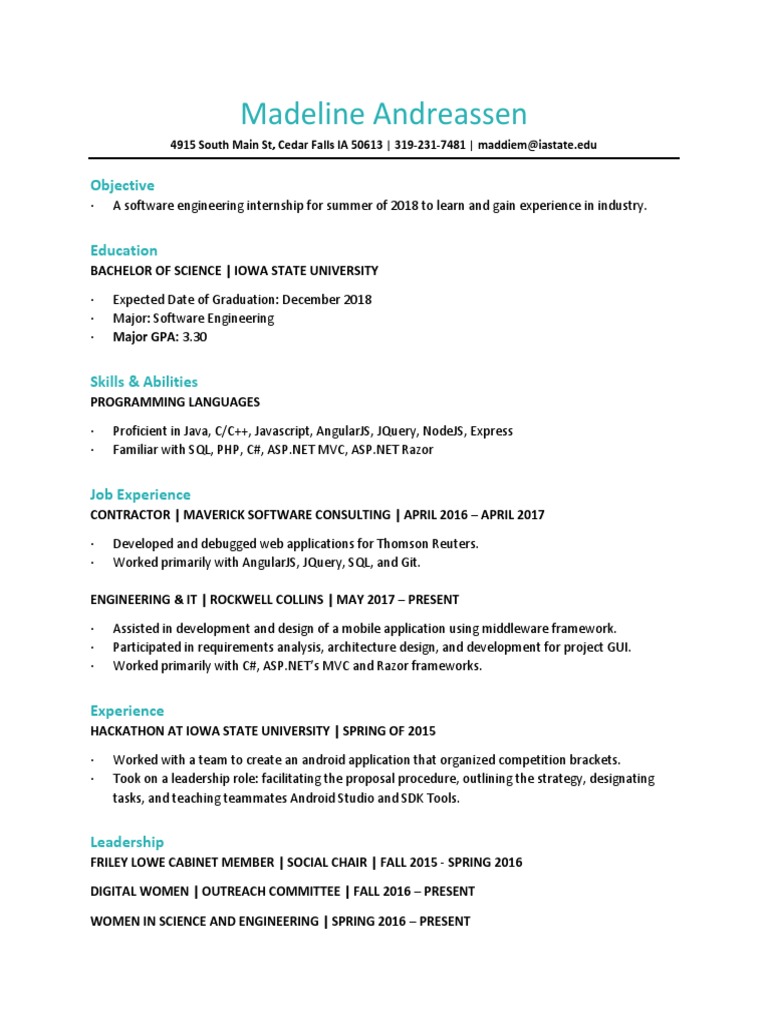 Resume Fall 2017 | PDF