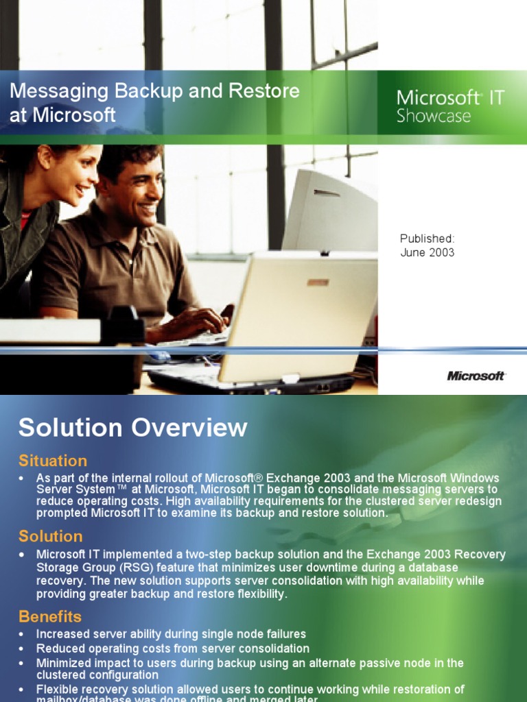 Messaging Backup and Restore | PDF | Windows Server 2003 | Backup