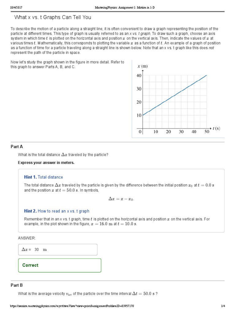 MasteringPhysics - Assignment 11 - Motion in 1-D | PDF | Velocity | Acceleration