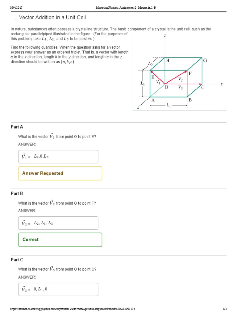MasteringPhysics - Assignment 3 - Motion in 2-D | PDF | Euclidean Vector | Linear Algebra
