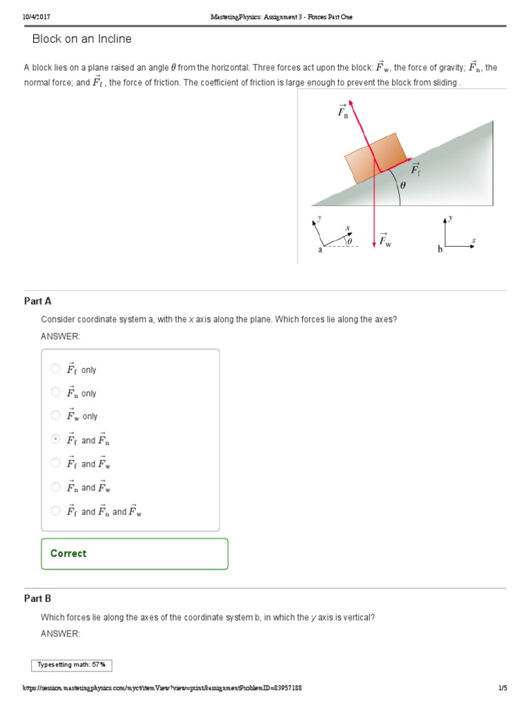 MasteringPhysics - Assignment 7 - Forces Part One | PDF | Equations ...