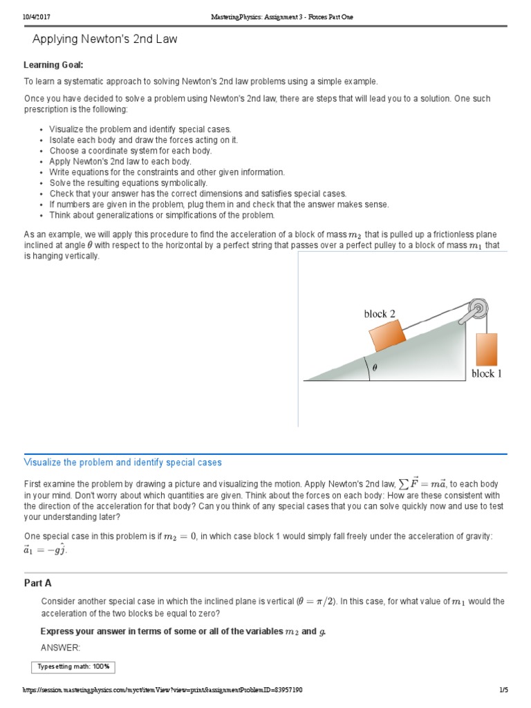 MasteringPhysics - Assignment 9 - Forces Part One | PDF | Force ...