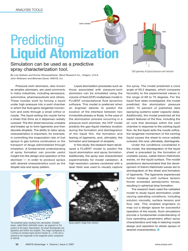 AA V1 I3 Predicting Liquid Atomization | PDF | Aerosol | Liquids