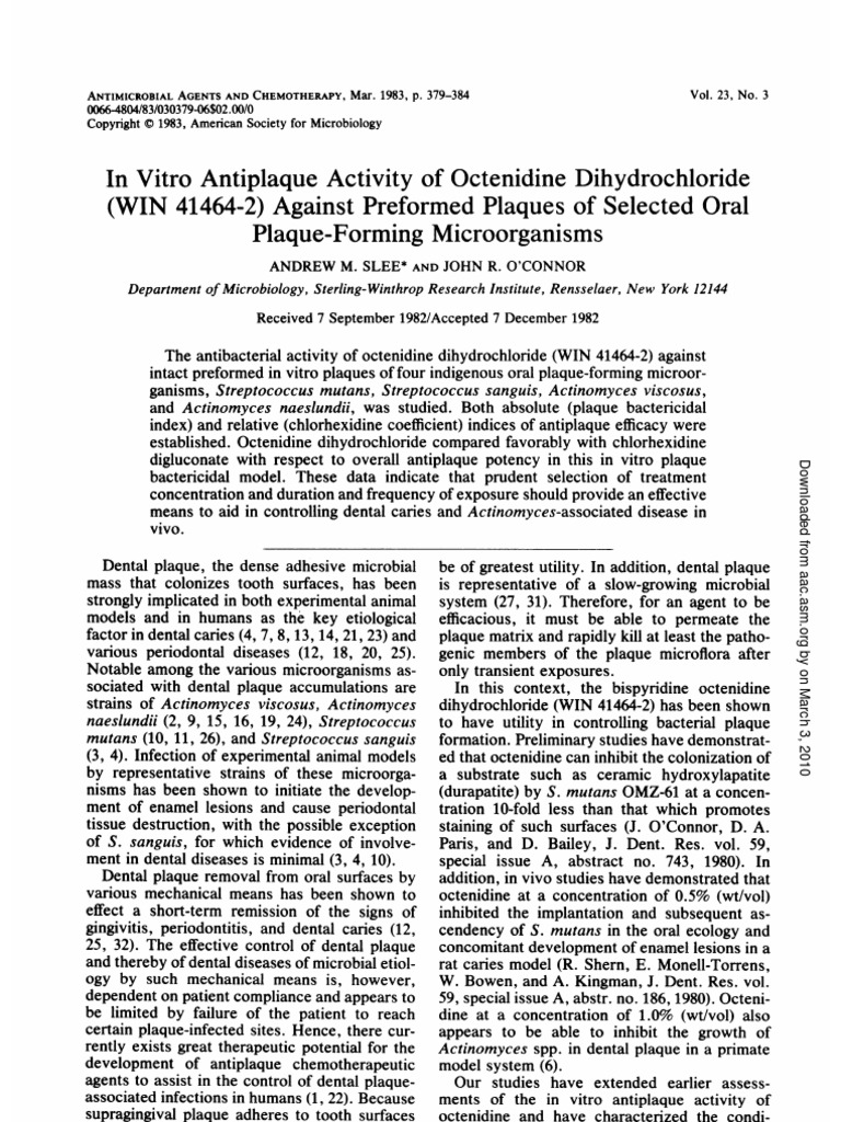 Octenidine Dihydrochloride | Streptococcus | Medical Specialties