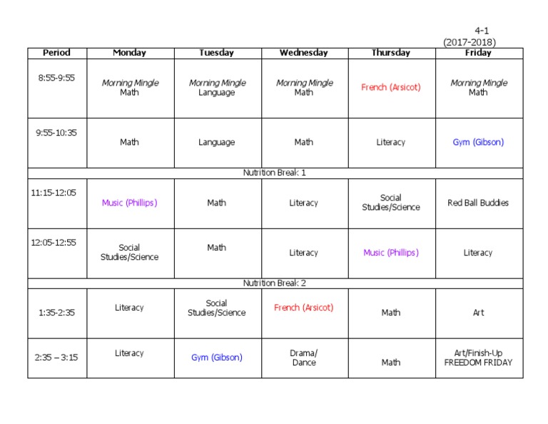 New 4-1 Schedule | PDF