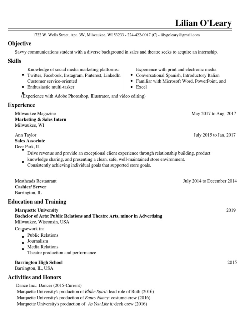Resume Internship | PDF