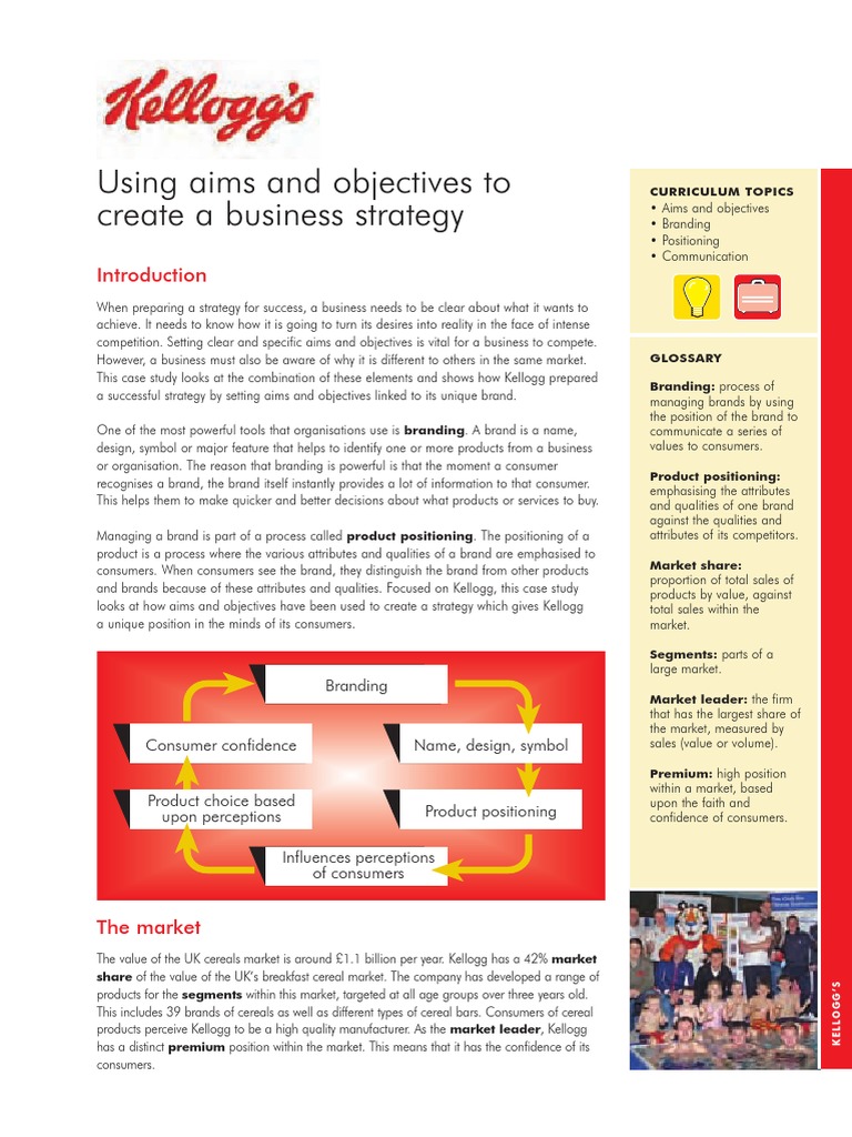Using Aims and Objectives To Create A Business Strategy - A Kellogg's Case Study PDF | PDF ...