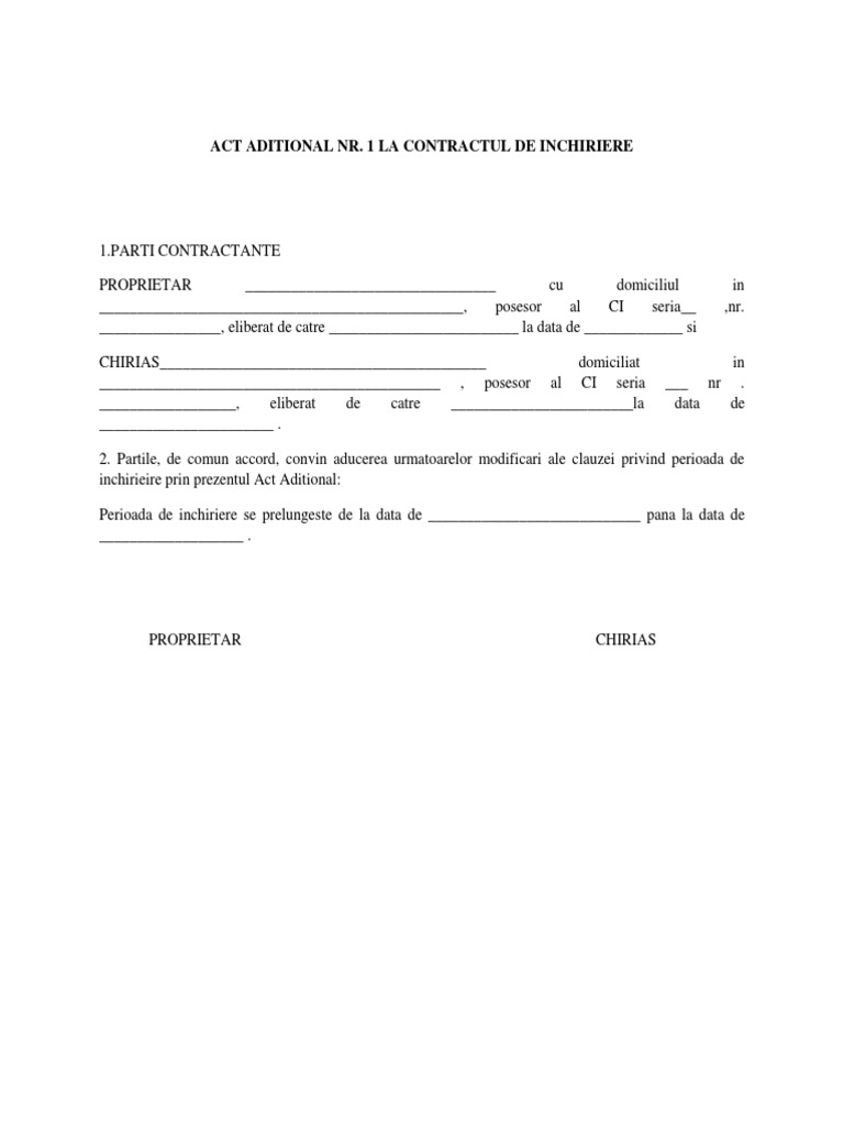 ACT ADITIONAL Contract de Inchiriere | PDF | Finance & Money Management