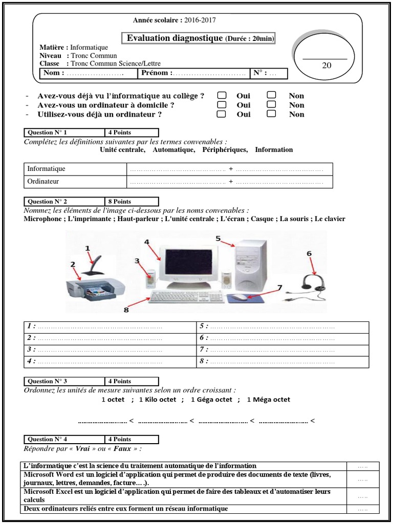Test Diagnostique V | PDF | Application | Informatique