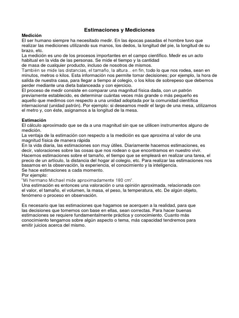 Estimaciones y Mediciones | Medición | Unidades de medida