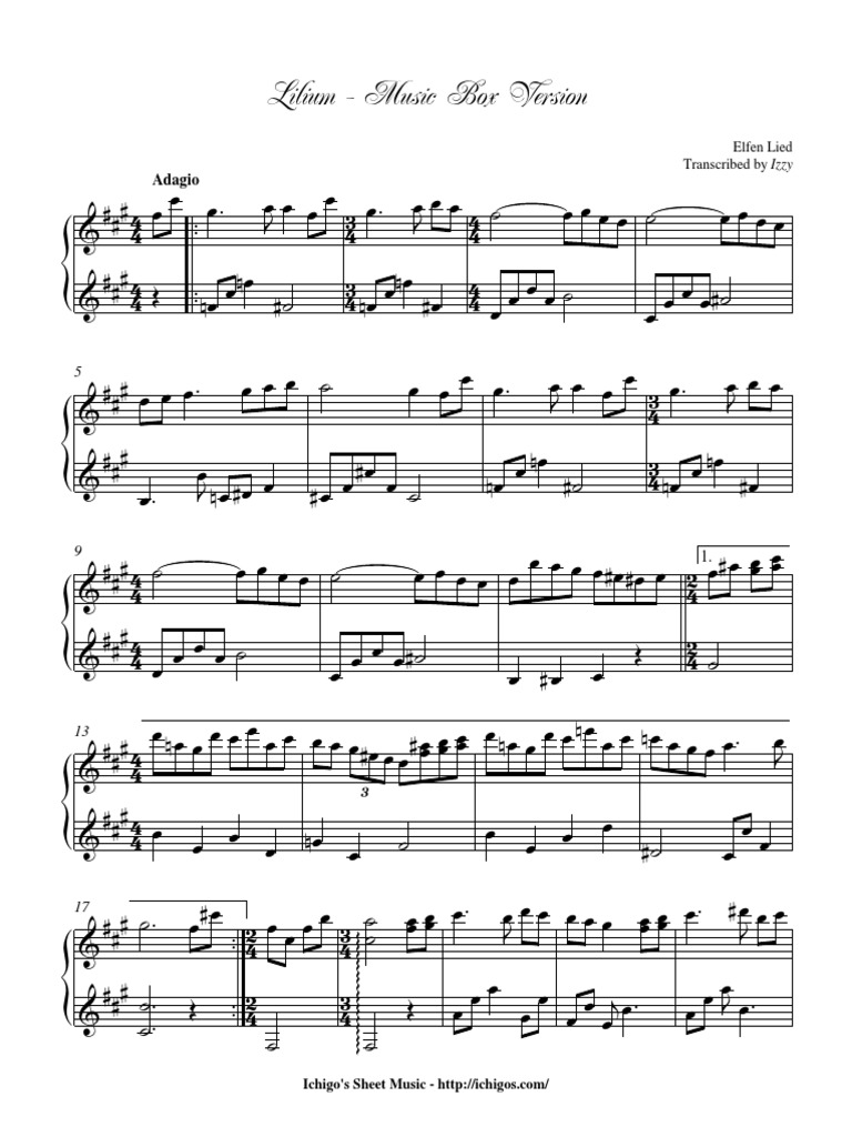 Elfen Lied - Lilium - Music Box Version PDF | PDF