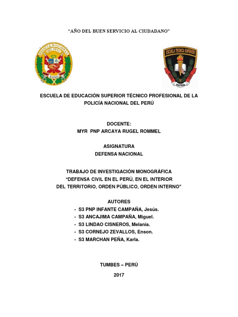 Defensa Civil en El Perú | PDF | Estado (política) | Militar