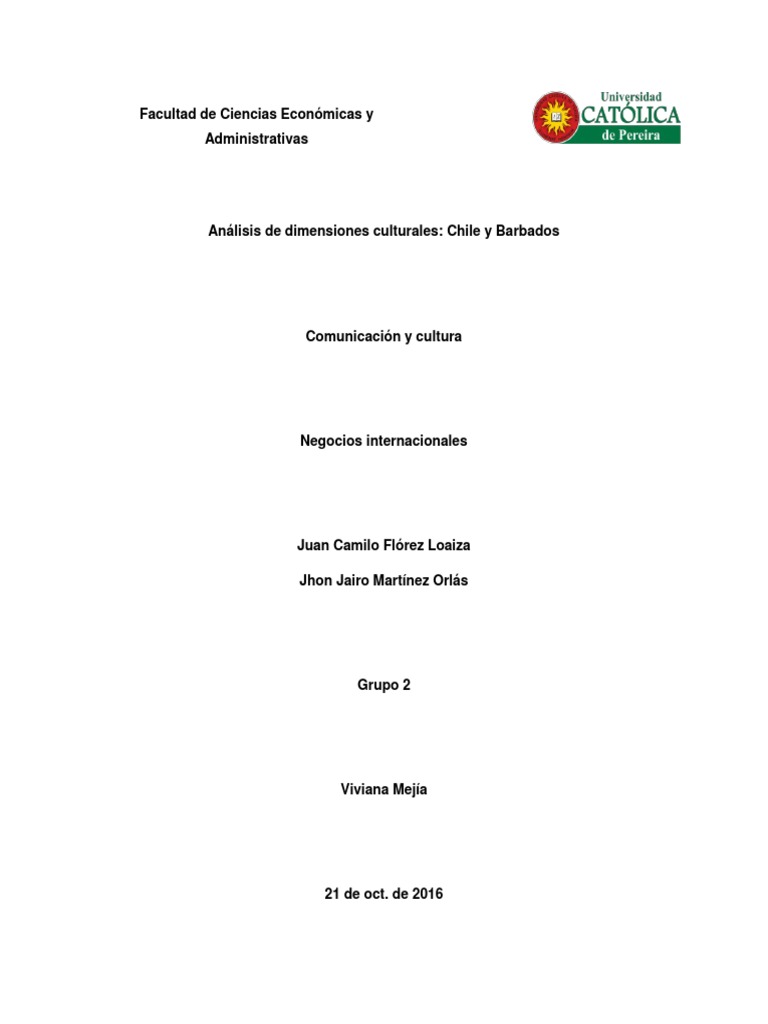 Dimensiones Culturales de Hofstede | PDF | Chile | Sociedad