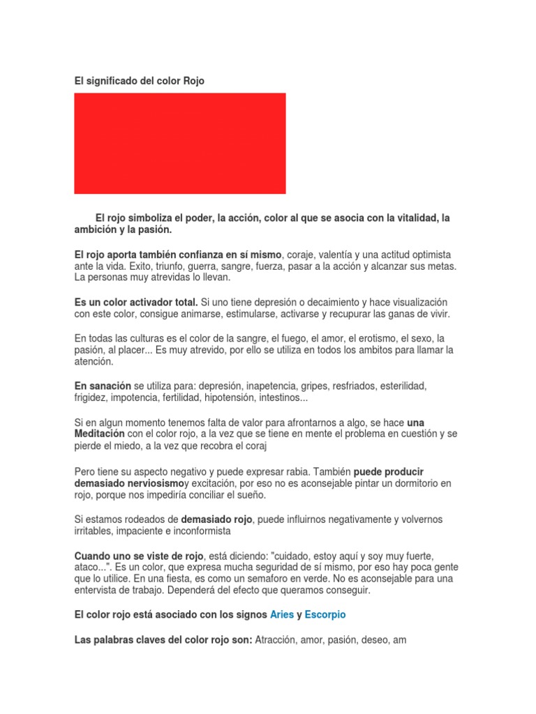 El Significado Del Color Rojo | PDF | Amor | Science