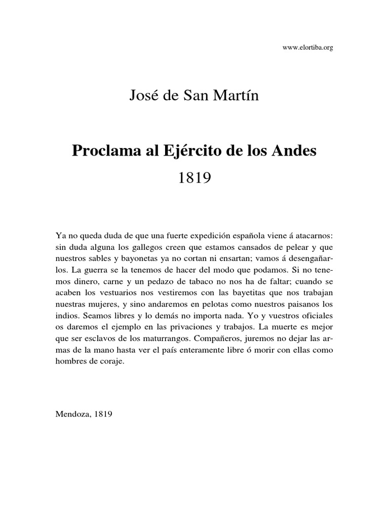 Proclama de San Martin | PDF