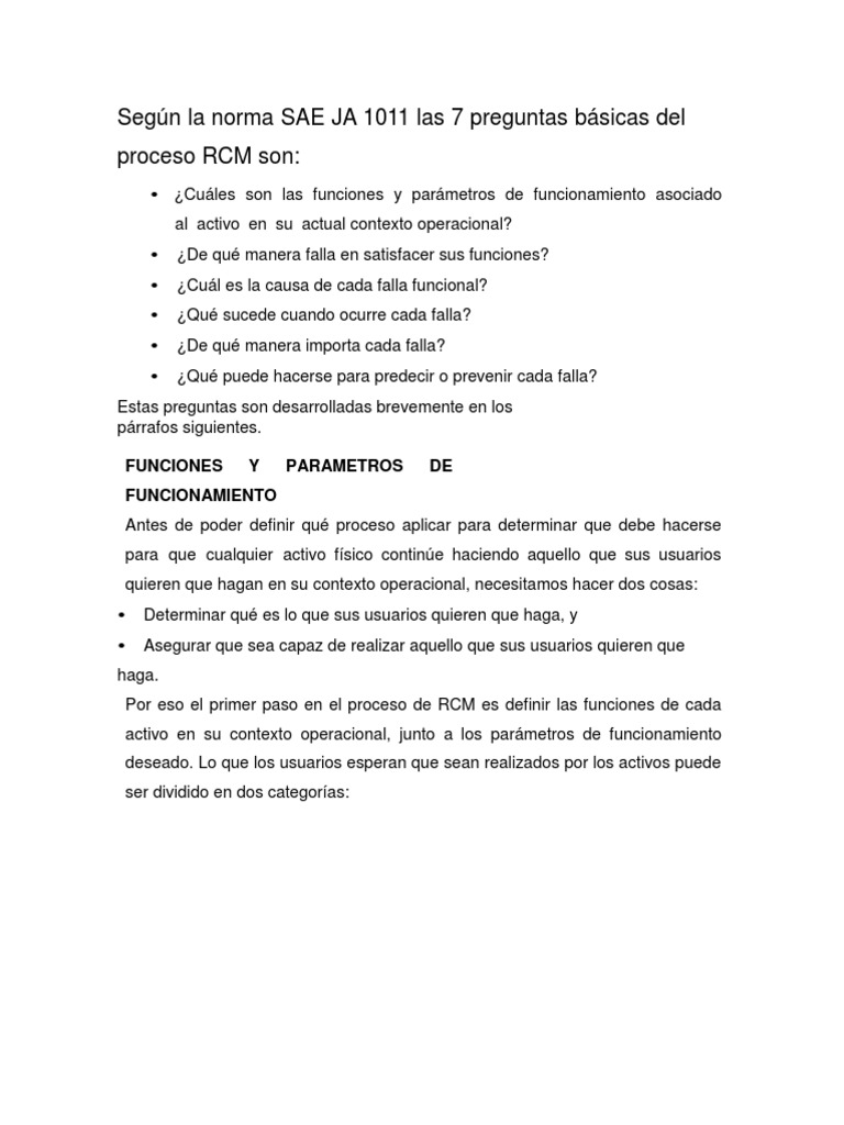 7 Preguntas Basicas Del RCM | PDF | Calidad (comercial) | Negocios (general)