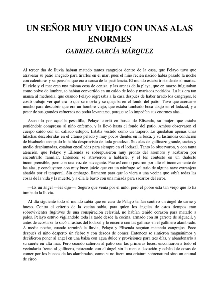 Un Senor Muy Viejo Con Unas Alas Enormes.pdf | Naturaleza