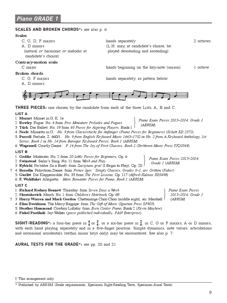 piano test grade 1.pdf | Musical Compositions | Music Theory