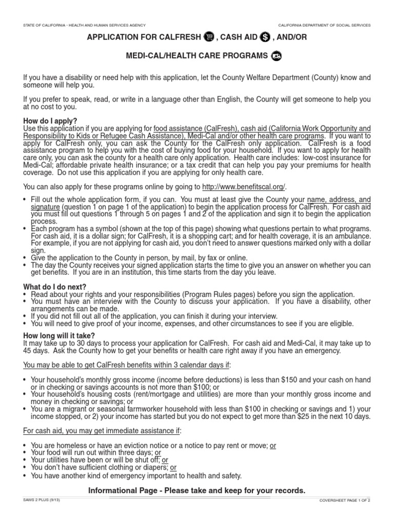 CalFresh and Cash Aid Application Guide | PDF | Race And Ethnicity In ...