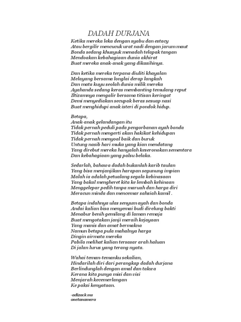 Puisi Dadah Durjana | PDF