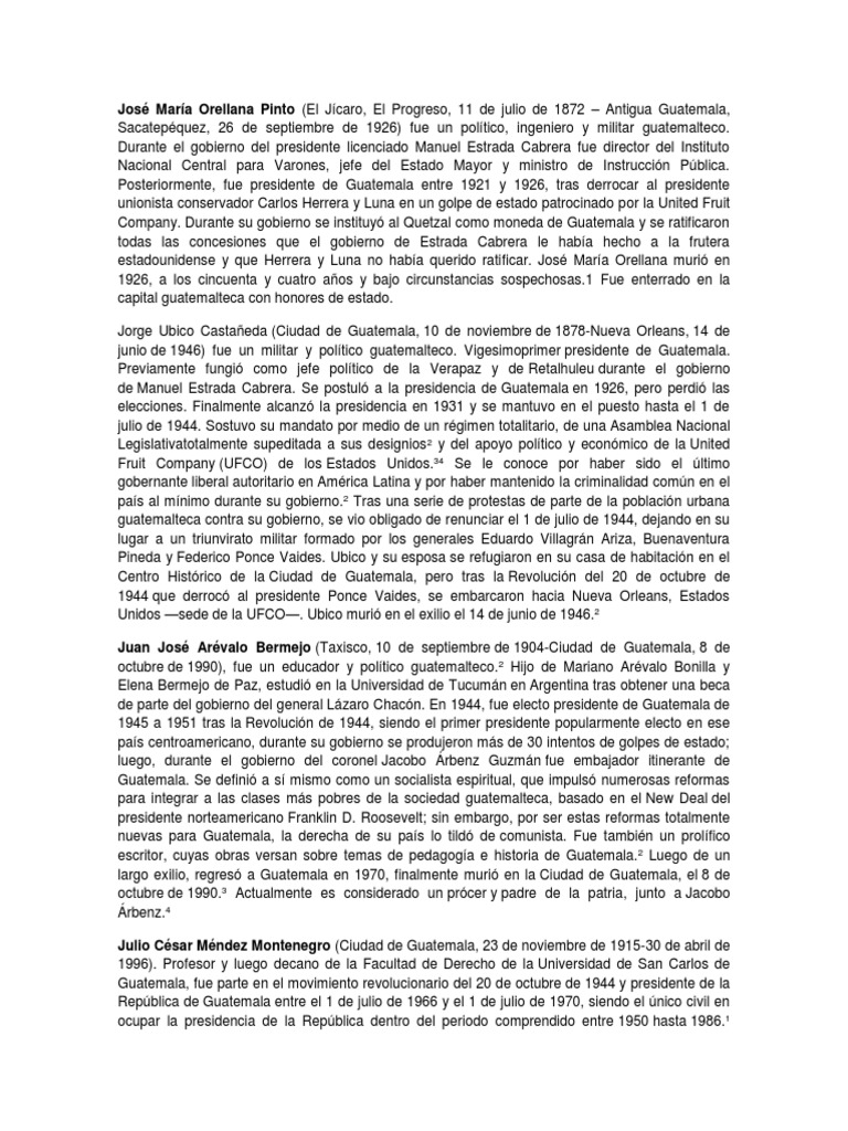 José María Orellana Pinto | PDF | Guatemala | Titulares de cargos políticos