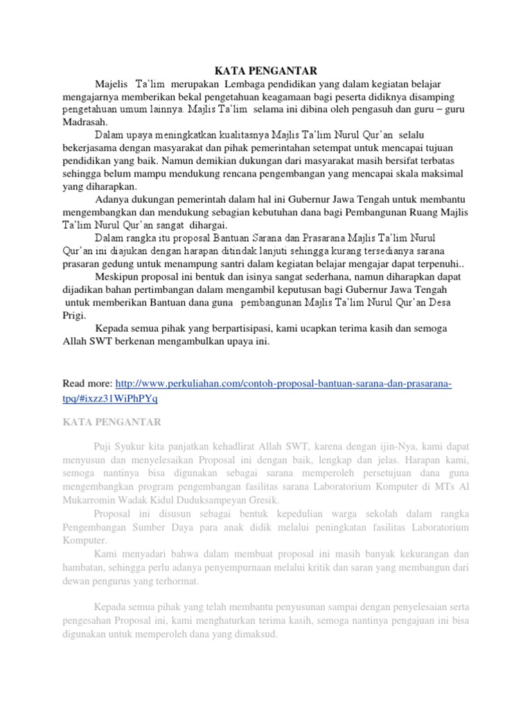 Kata Pengantar Proposal | PDF