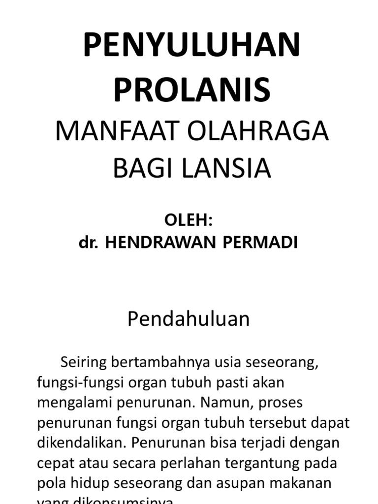 Penyuluhan Prolanis Manfaat Olahraga Bagi Lansia | PDF