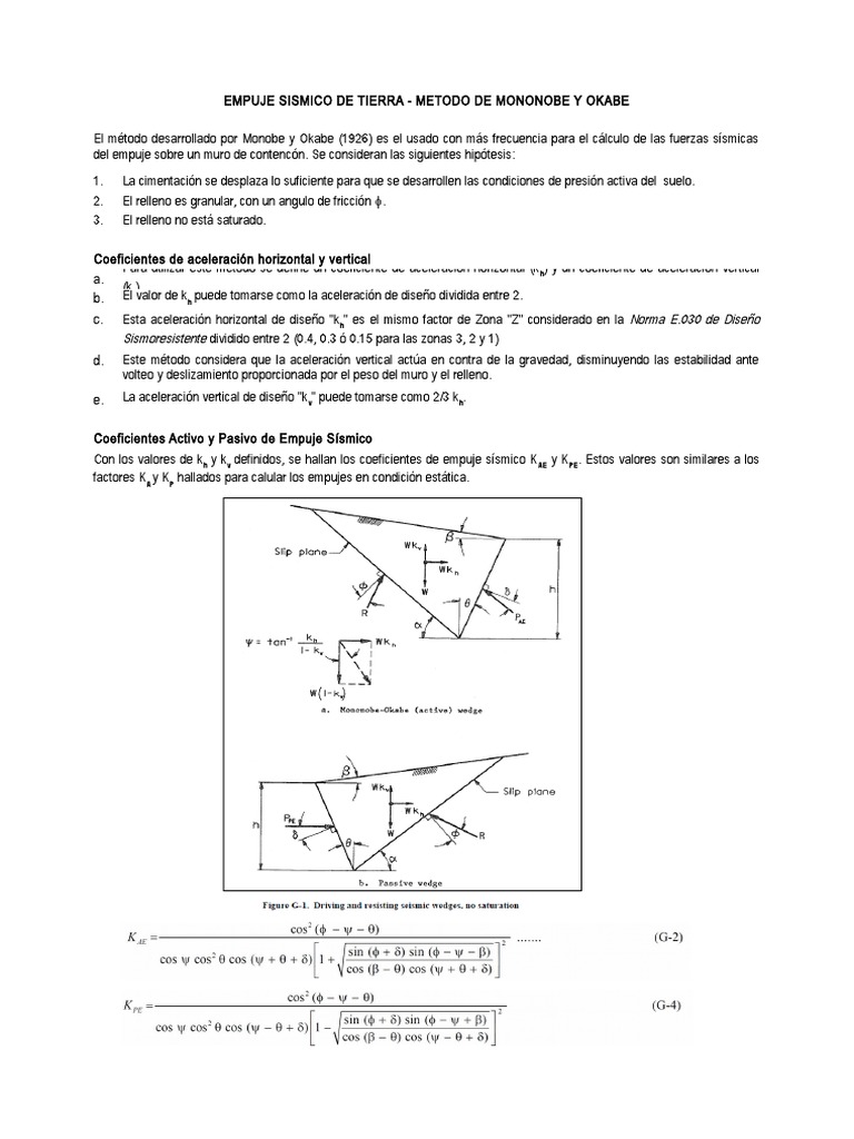 Empuje Sísmico: Método Monobe-Okabe | PDF | Fricción | Cantidades fisicas