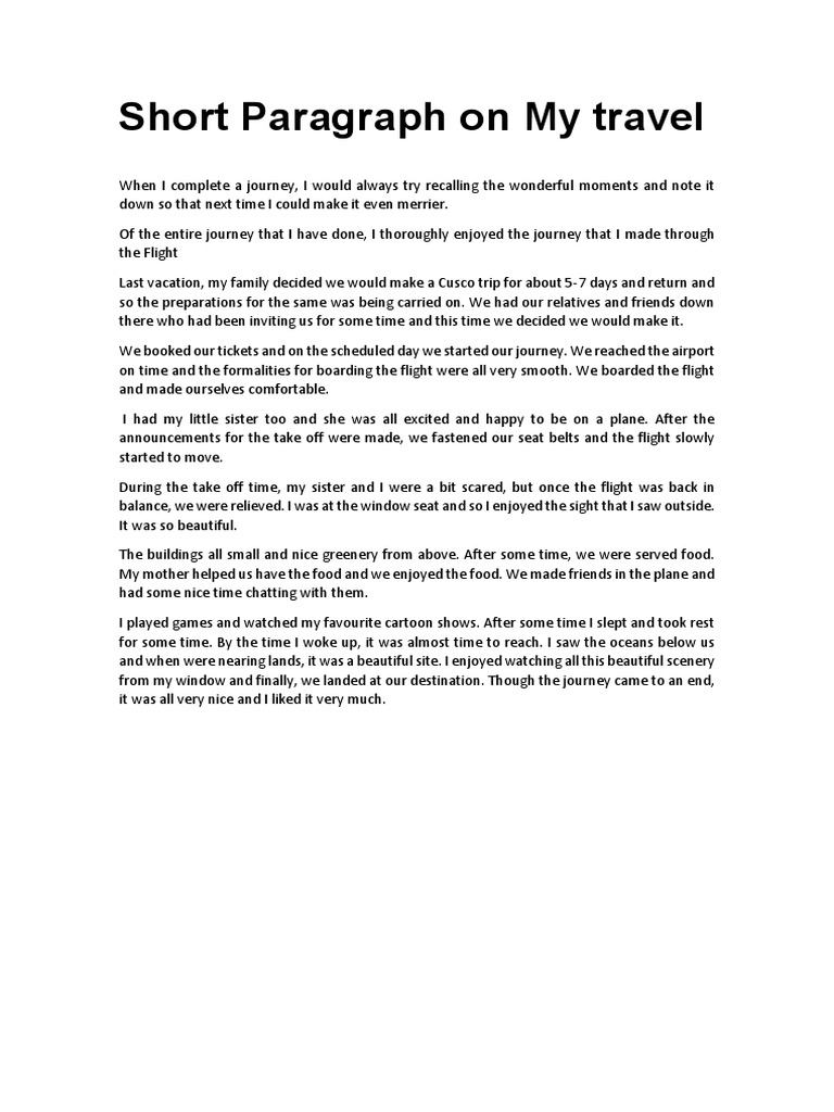 Short Paragraph On My Travel | PDF