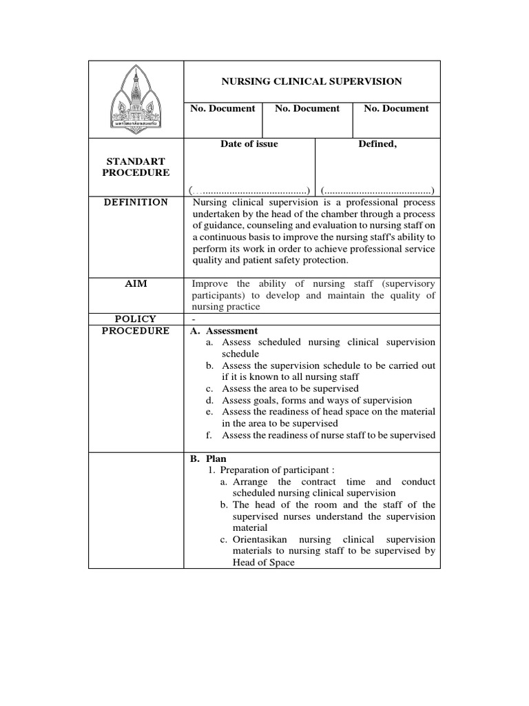 NURSING CLINICAL SUPERVISION.docx | Nursing | Patient Safety