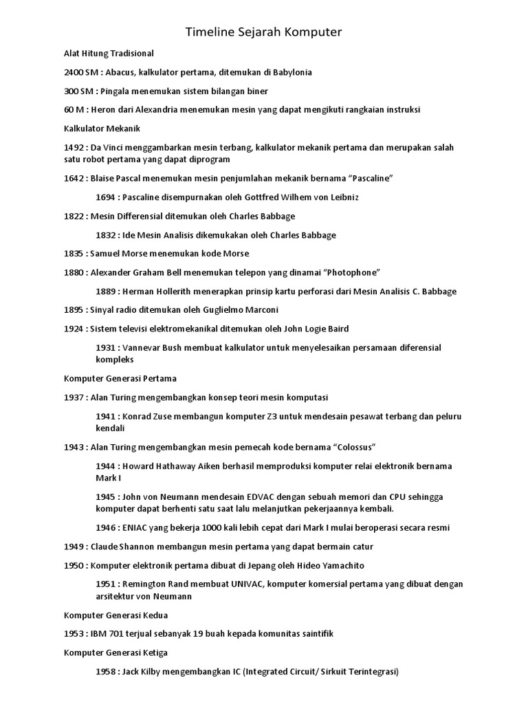 Timeline Sejarah Komputer | PDF