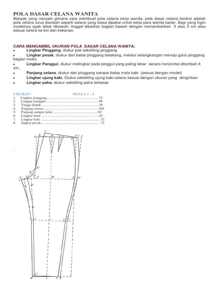 Pola Dasar Celana Wanita | PDF