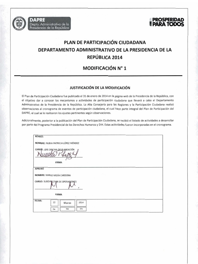 DAPRE Plan Participacion Ciudadana 2014 01 | PDF | Red mundial ...