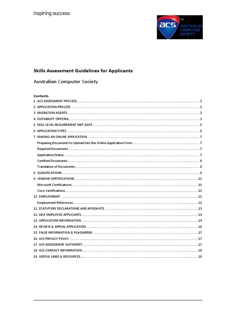 Skills Assessment Guidelines For Applicants - August 2017 | PDF | Cisco ...