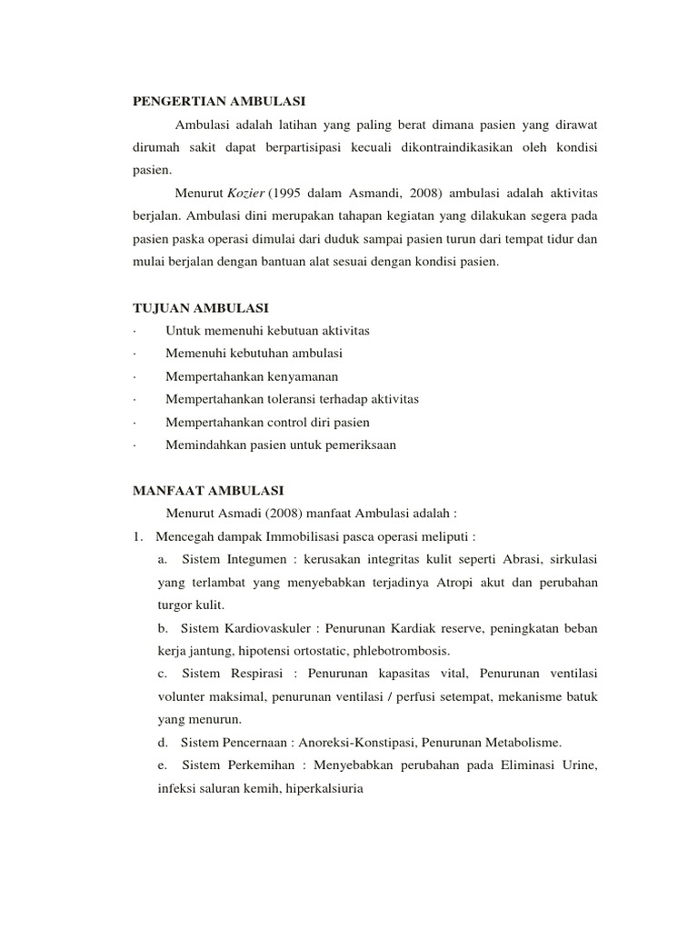 Pengertian Ambulasi | PDF | Pengembangan Diri | Kesehatan Holistik