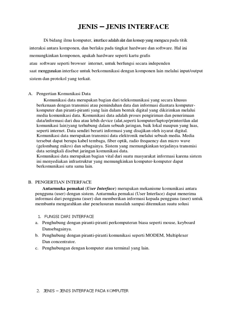Jenis Jenis Interface | PDF