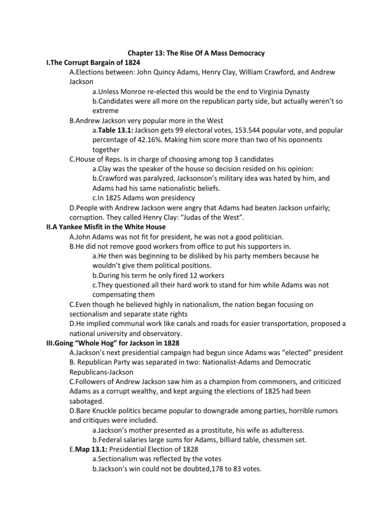CH 13 Outline | PDF | Andrew Jackson | Whig Party (United States)
