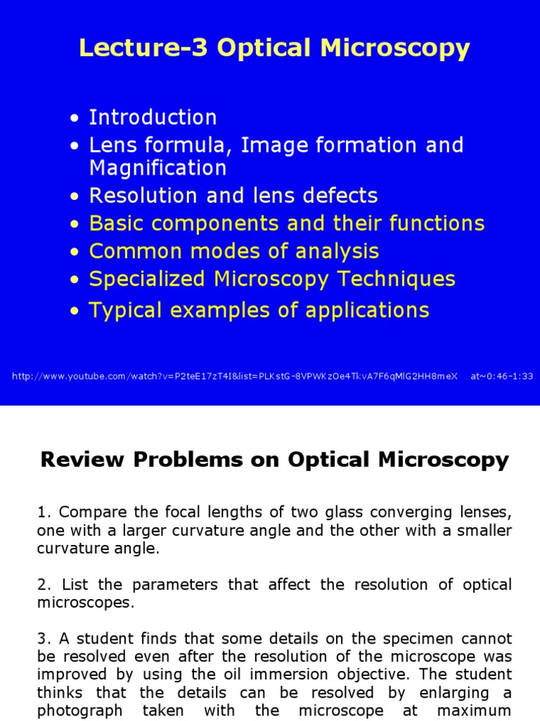 Lecture-3 OM | PDF | Microscopy | Angular Resolution