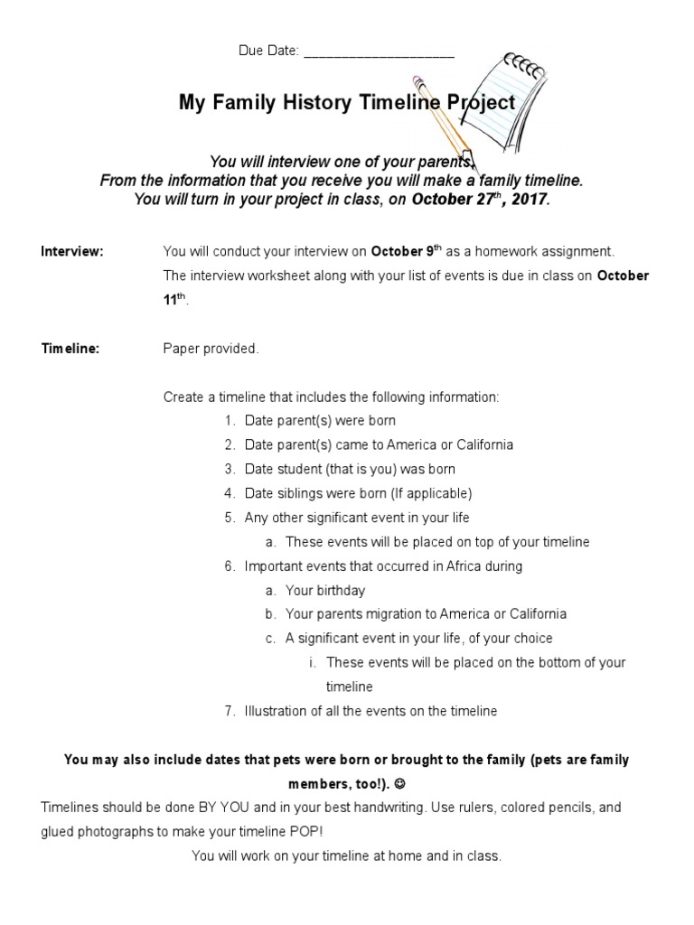 Family History Timeline Project Guidelines | PDF