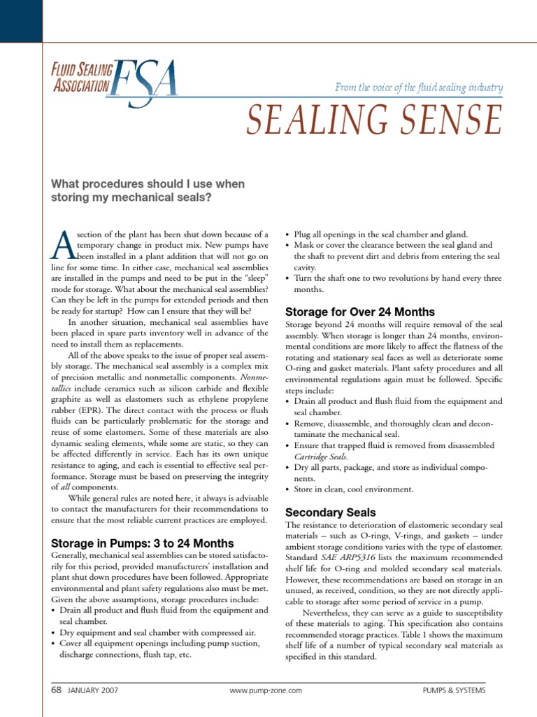 Storing Mechanical Seal Assemblies | PDF | Materials | Chemistry
