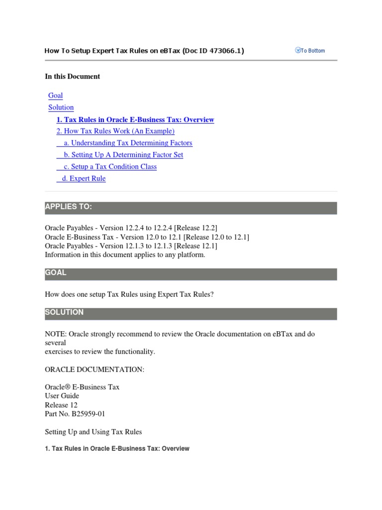 How To Setup Expert Tax Rules On EBTax | PDF | Electronic Business | Expert