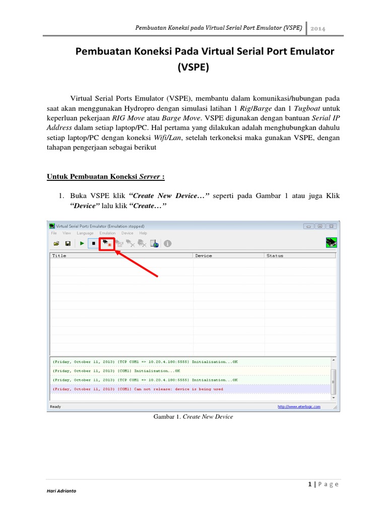 Pembuatan Koneksi Pada Virtual Serial Port Emulator (VSPE) | PDF