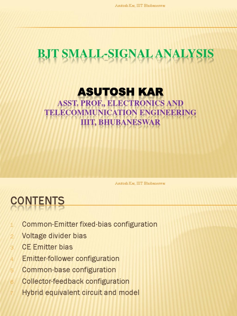BJT Small Signal | PDF | Bipolar Junction Transistor | Electronic ...