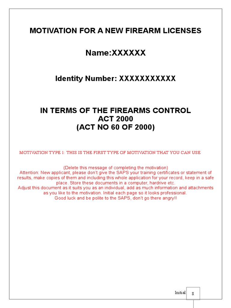 Free Sample Motivation For New Firearm License | PDF | Handgun | Firearms