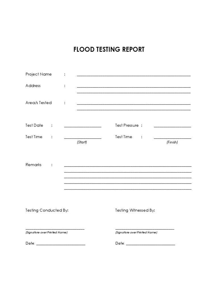 Flood Testing Report: (Start) (Finish) | PDF | Nature