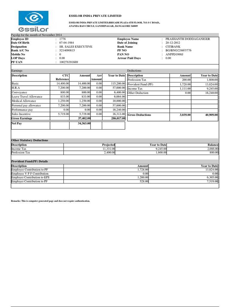 Payslip Analysis: Breakdown of Earnings, Deductions, and Statutory ...