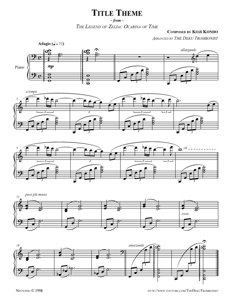 The Legend of Zelda Ocarina of Time - Title Theme | PDF | Tempo ...