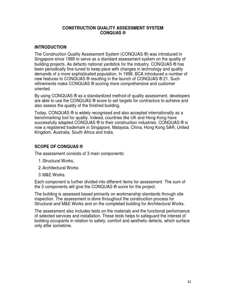 CONQUAS | PDF | Quality Assurance | Sampling (Statistics)