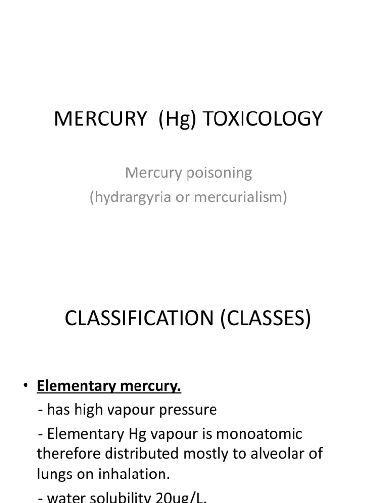 Mercury (HG) Toxicology | PDF